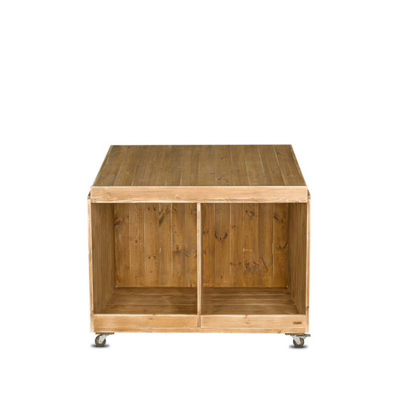 Vegetable display unit on wheels, Solid wood | TRADIS