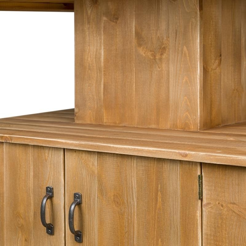 2-tier island display unit on wheels, front and back doors, solid wood ...