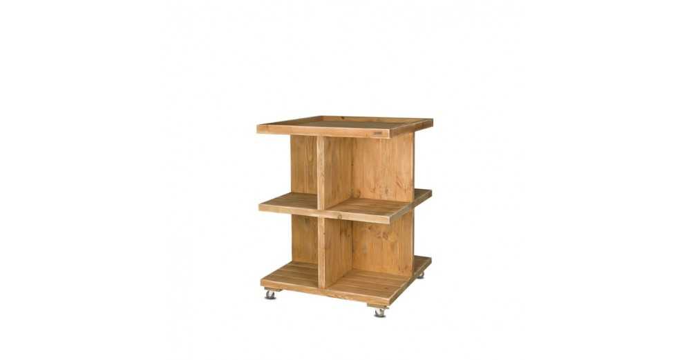 Island display unit on wheels, Solid wood | TRADIS